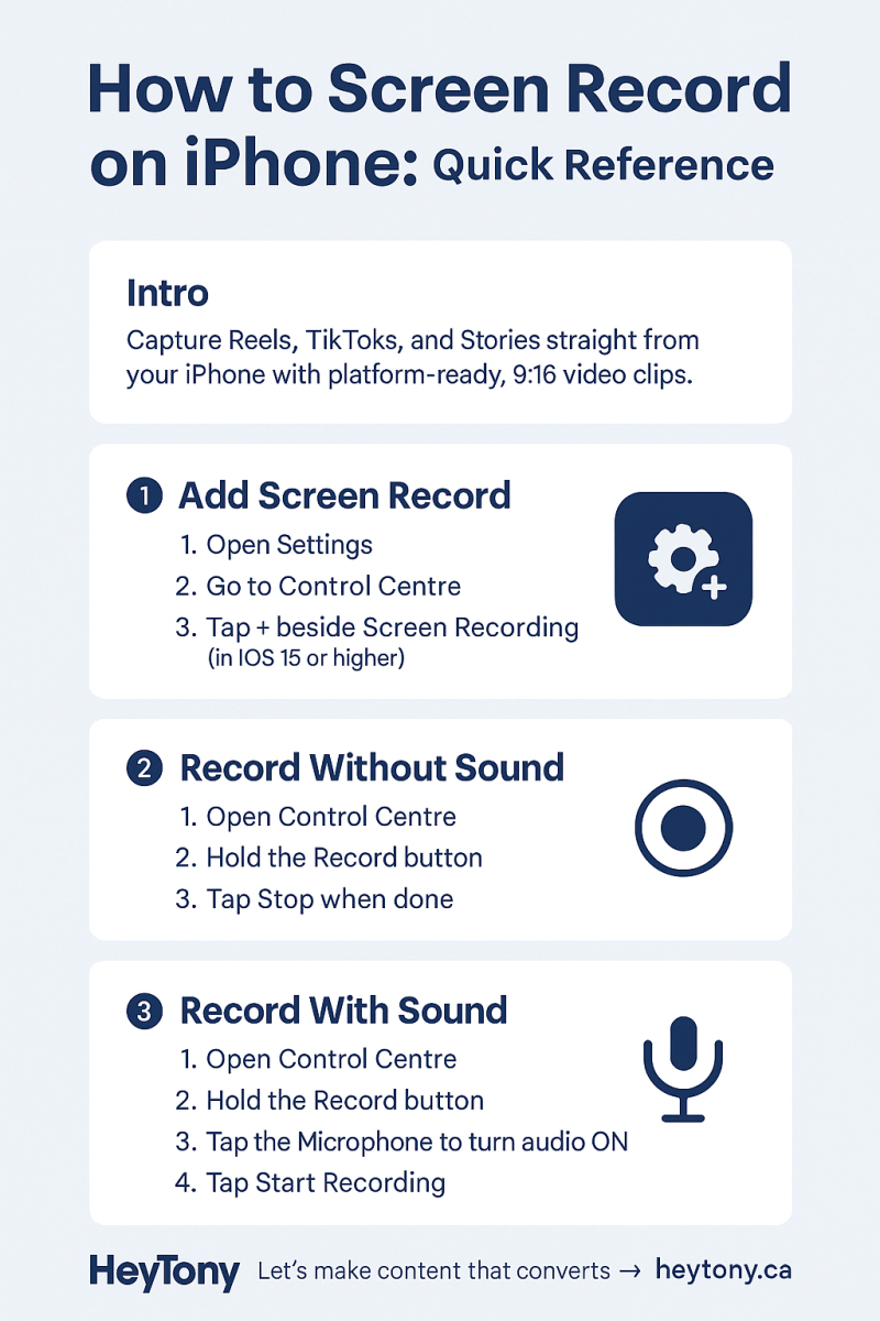 How to Screen Record on iPhone for Instagram, TikTok & Reels - HeyTony